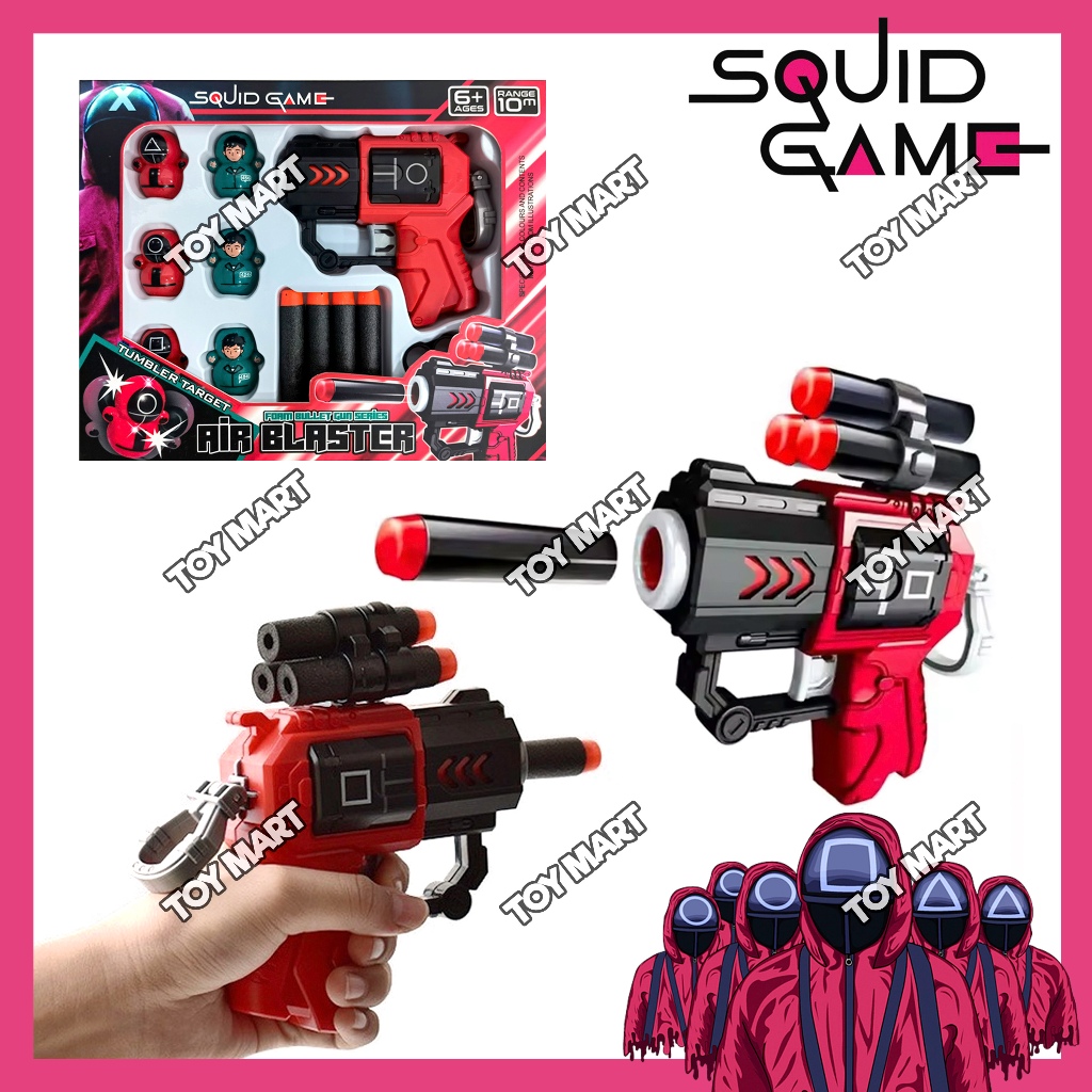 Korea Game Air Blaster Toy Gun w/ Foam Bullets and Tumbling Targets ...