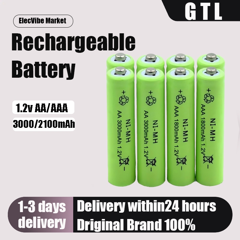 100% Original 1.2V AA 3000mAh/AAA 1800mAh High Capacity Ni-MH Battery ...