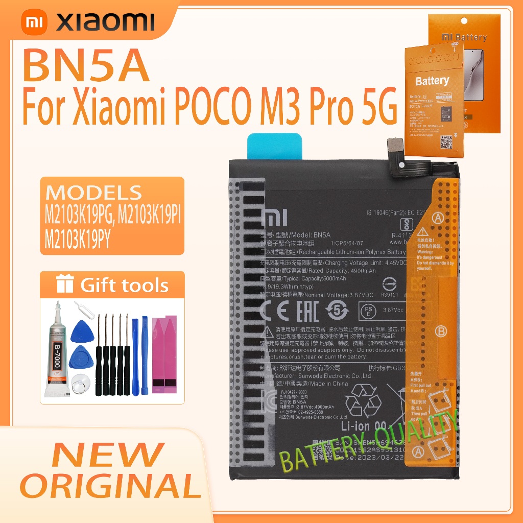 Original BN5A For Xiaomi POCO M3 Pro 5G Replacement Batteries+Free ...
