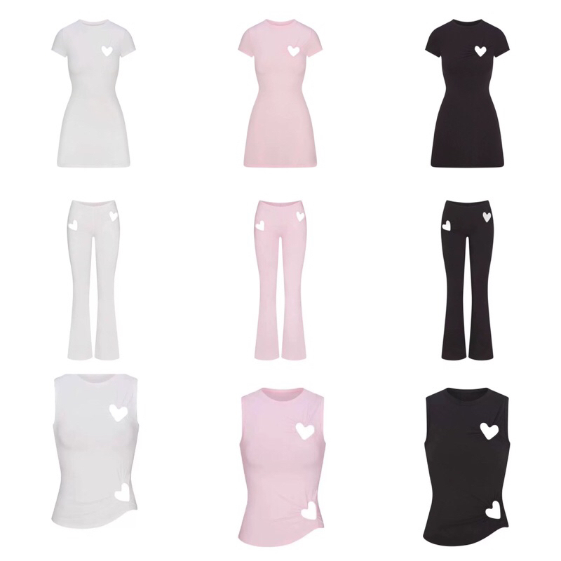 Skims Rose Valentine’s Day Heart Cutout Tank Mini Dress Flared Pants ...