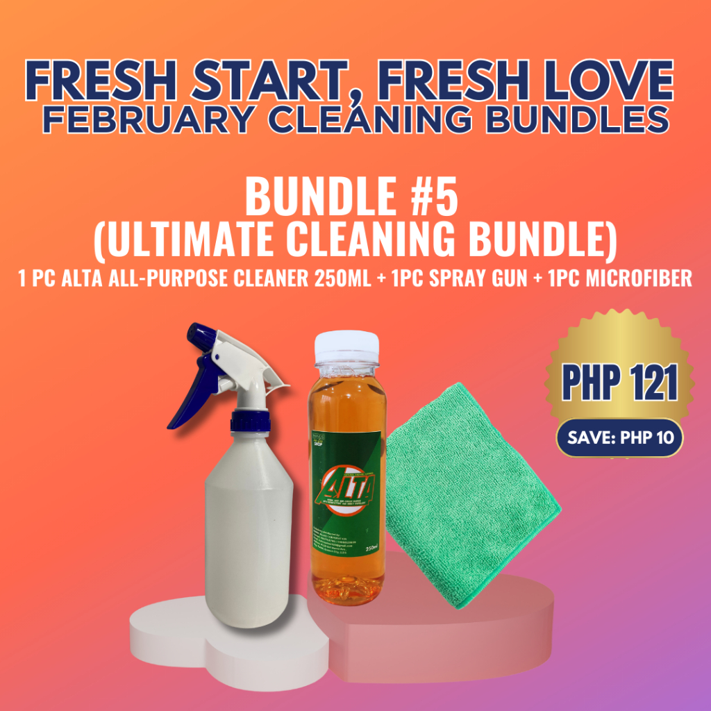 Ultimate Cleaning Bundle#5 - 1pc ALTA All-Purpose Cleaner 250ML + 1pc Spray Gun + 1pc Microfiber ...