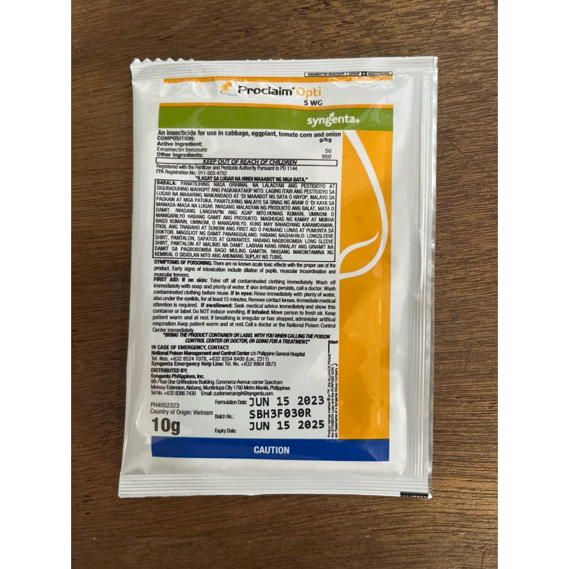 PROCLAIM OPTI Insecticide 10grams by Syngenta ~ Emamectin Benzoate ...