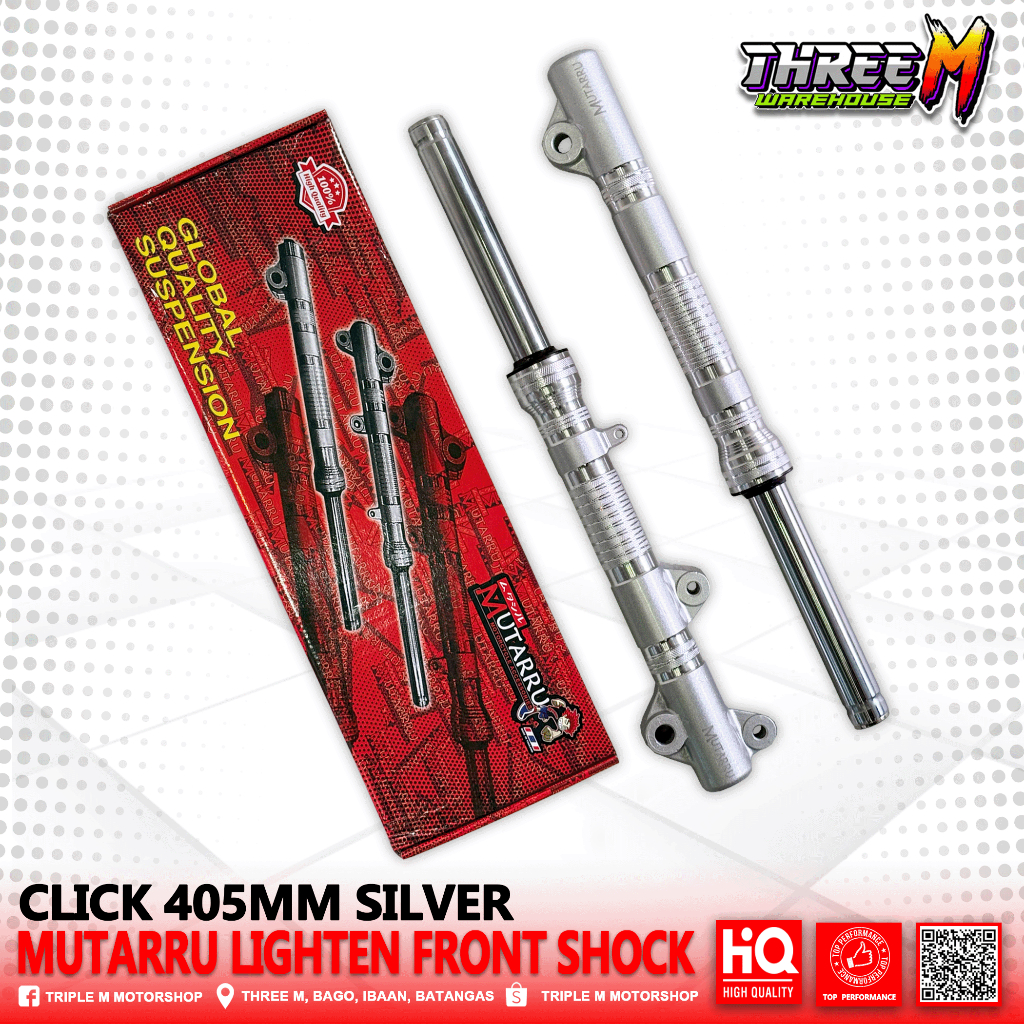 MUTARRU LIGHTEN FRONT SHOCK ASSY SILVER/BLACK FOR CLICK | MIO | RAIDER 150 | SNIPER 150 | WAVE ...