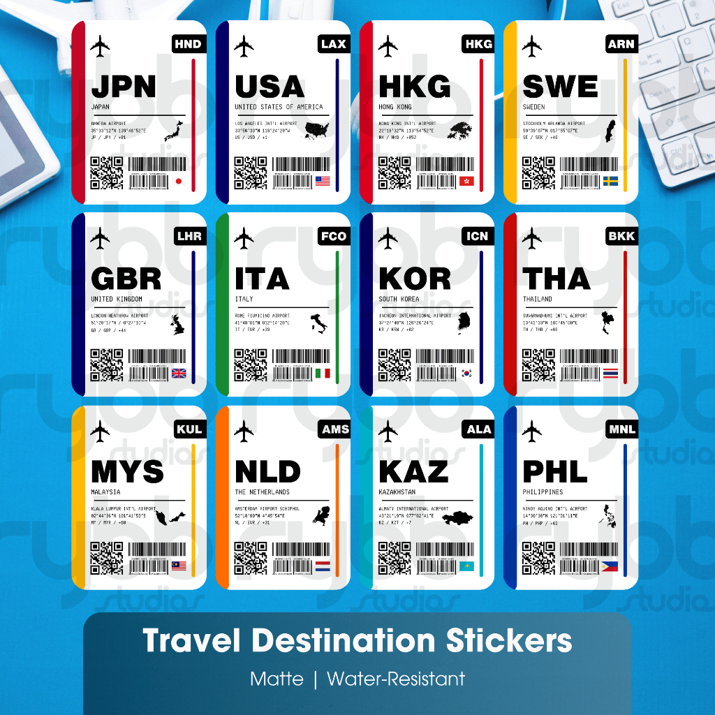 TRAVEL DESTINATION STICKERS | AIRPORT LUGGAGE STICKER | TRENDY ...