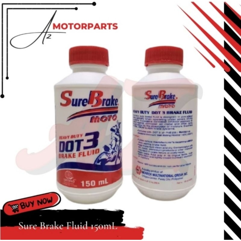 Sure Brake Fluid Heavy Duty Dot 3, 150mL | Shopee Philippines