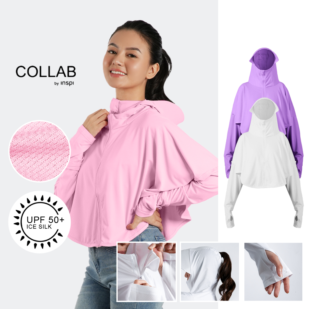 COLLAB By Inspi Sunscreen Clothing For Women UV-Proof Cropped Hoodie ...