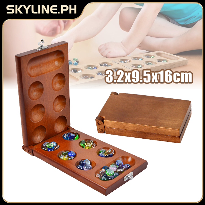 Folding Mancala African Stone Board Game Folding Wooden Board Chess Set ...