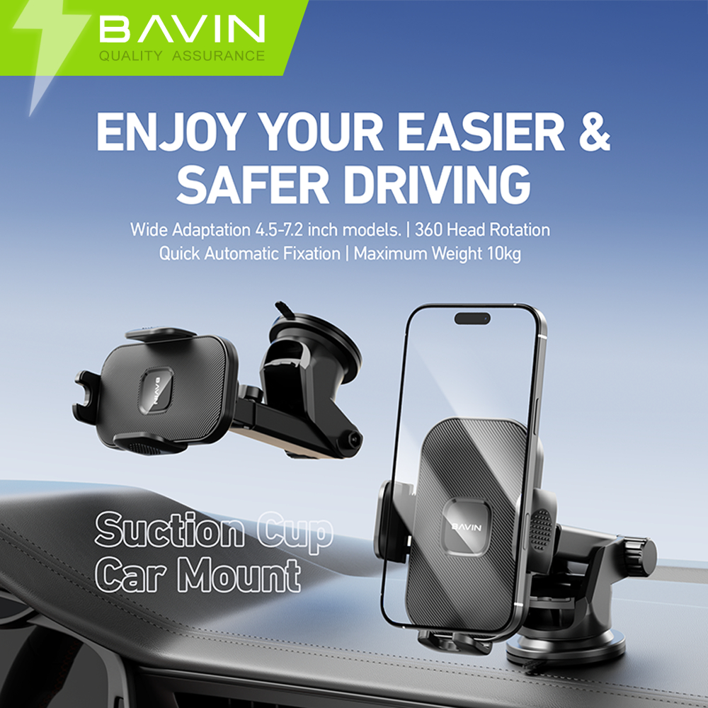 BAVIN PS74 Automatic Car Mount Smart 360 Head Rotation Automatic Lock & Unlock for Optimal ...