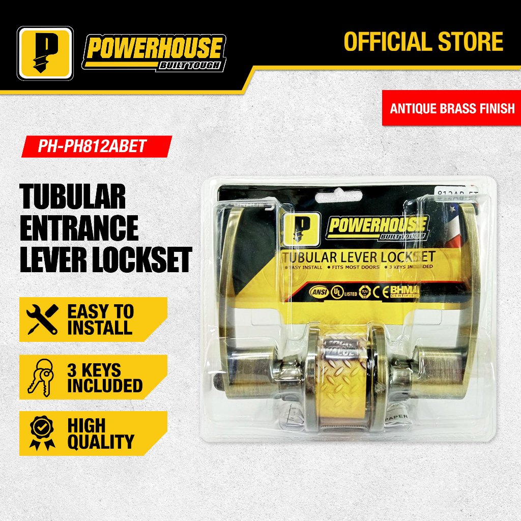 Powerhouse Pro Series Tubular Entrance Lever Lockset PH812ABET PHDH ...