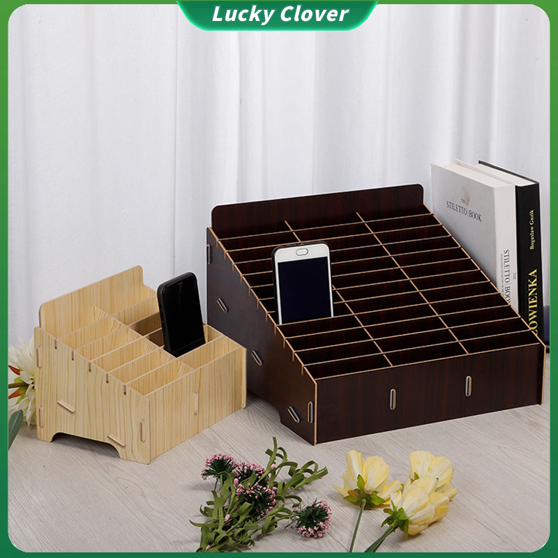 12/24 Grid Wooden Mobile Phone Storage Box Desktop Phone Organizer ...