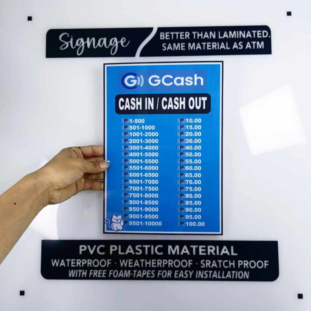 SIGNAGE - GCASH RATES SIGN - PVC PLASTIC MATERIAL SIGNAGE | Shopee ...