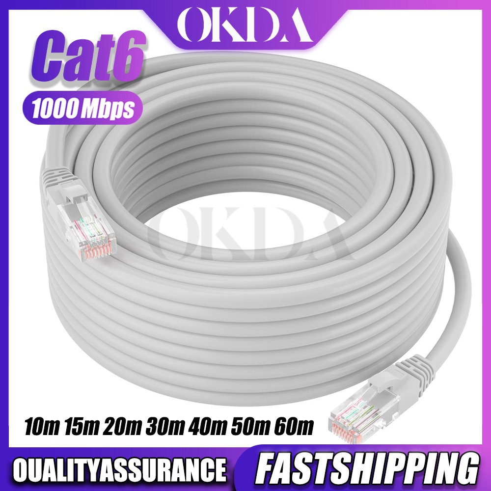 10M 15M 20M 30M 40M 50M 60M Cat6 Grey UTP Ethernet Cable RJ45 LAN High ...
