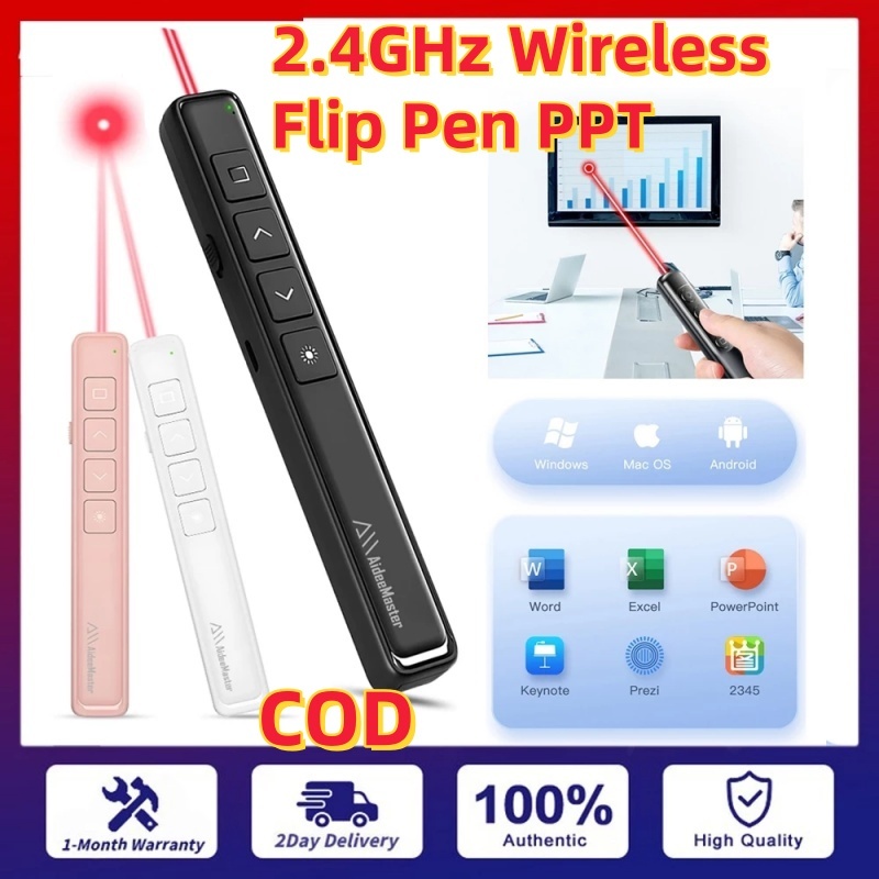 COD NEW 2.4GHz Wireless Flip Pen PPT Slide USB Charging Clicker for ...