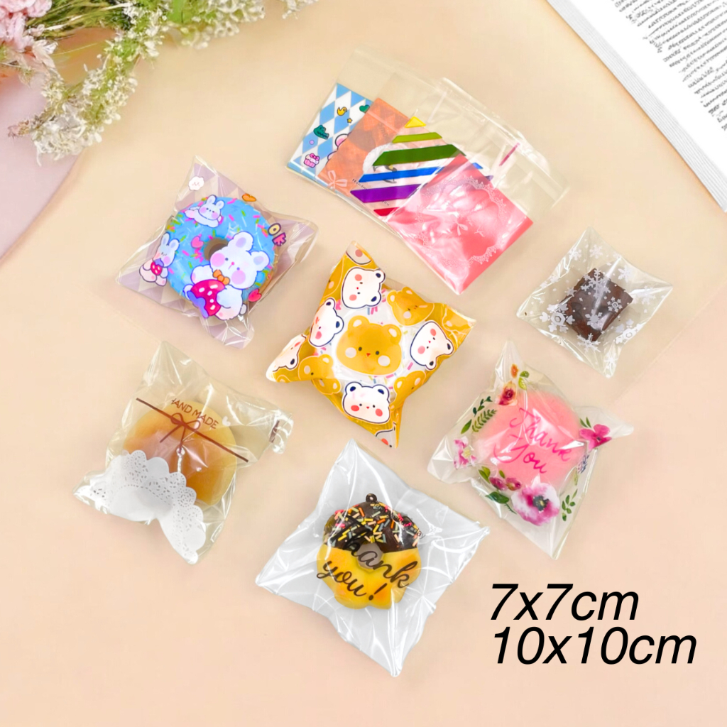 100pcs Printed OPP Plastic Pouch Cookie Donut Bread Pastry Bag Food ...