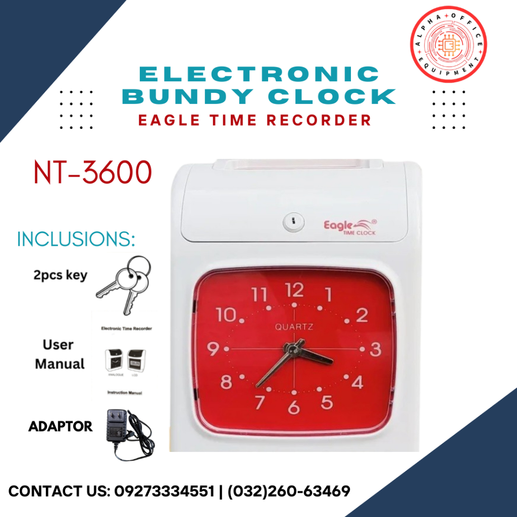 NT-3800 Eagletime Bundy Clock, Electronic Time Recorder, DTR Machine ...