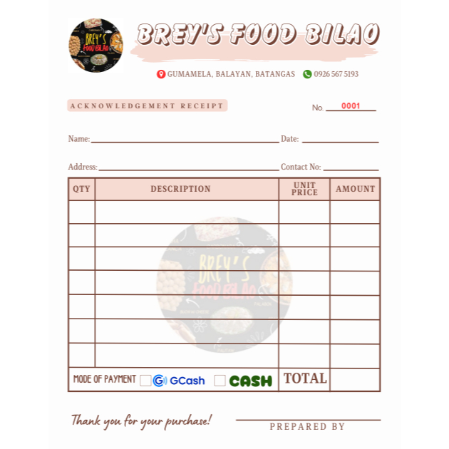 Customized Receipt / Personalized Receipt with SERIES NUMBER ( Non ...