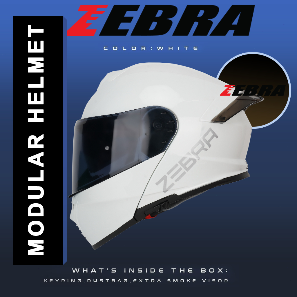 ZEBRA Full Face Men's Modular helmet dual visor helmet for motorcycle ...