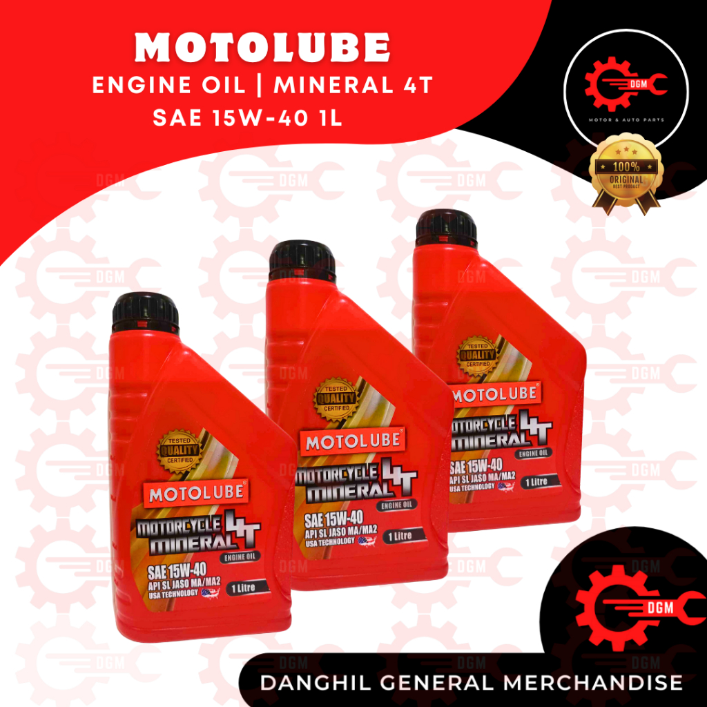 MOTOLUBE Motorcycle Mineral 4T Engine Oil (4-Stroke) SAE 15W-40 1 Liter ...