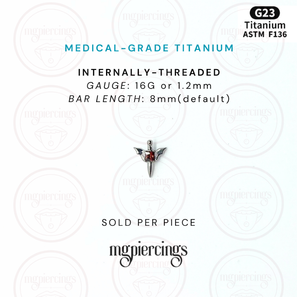 MGPIERCINGS Red Sword Helix Medical-Grade Titanium G23 ASTM F136 Labret ...