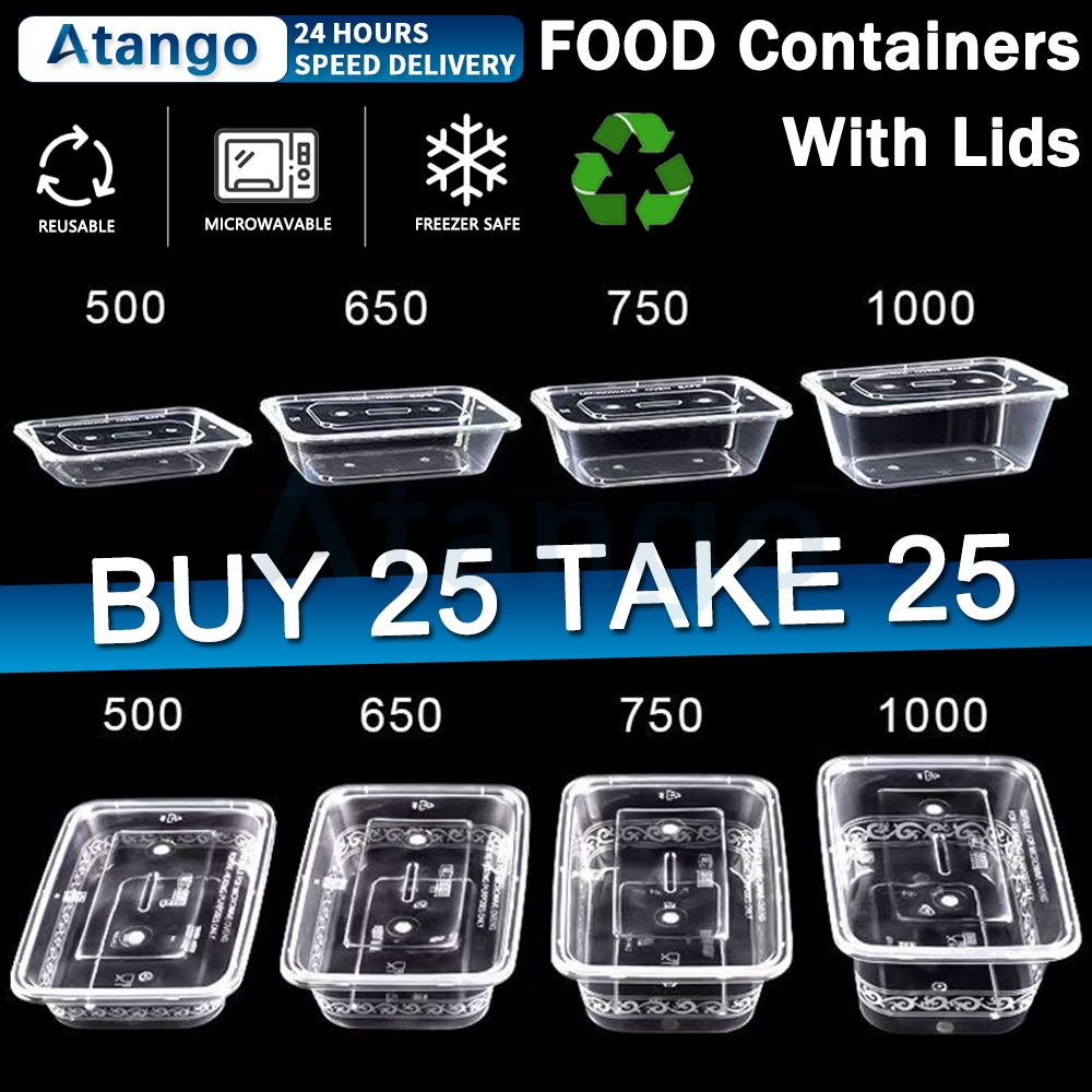 Disposable Food Storage Container 500/650/750/1000ml Rectangle ...