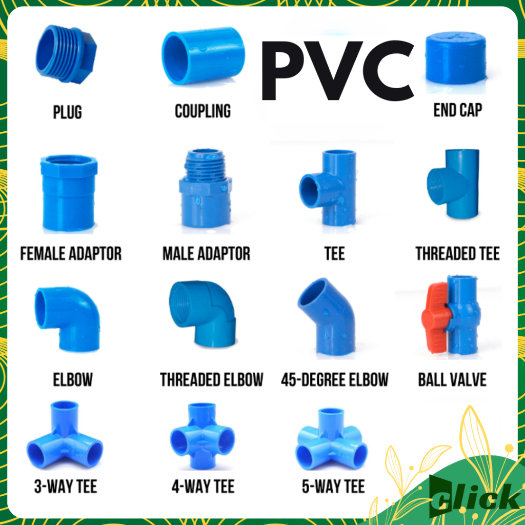PVC Blue Pipe Fittings 1/2 to 1inch Elbow Tee, Coupling Male Adaptor ...