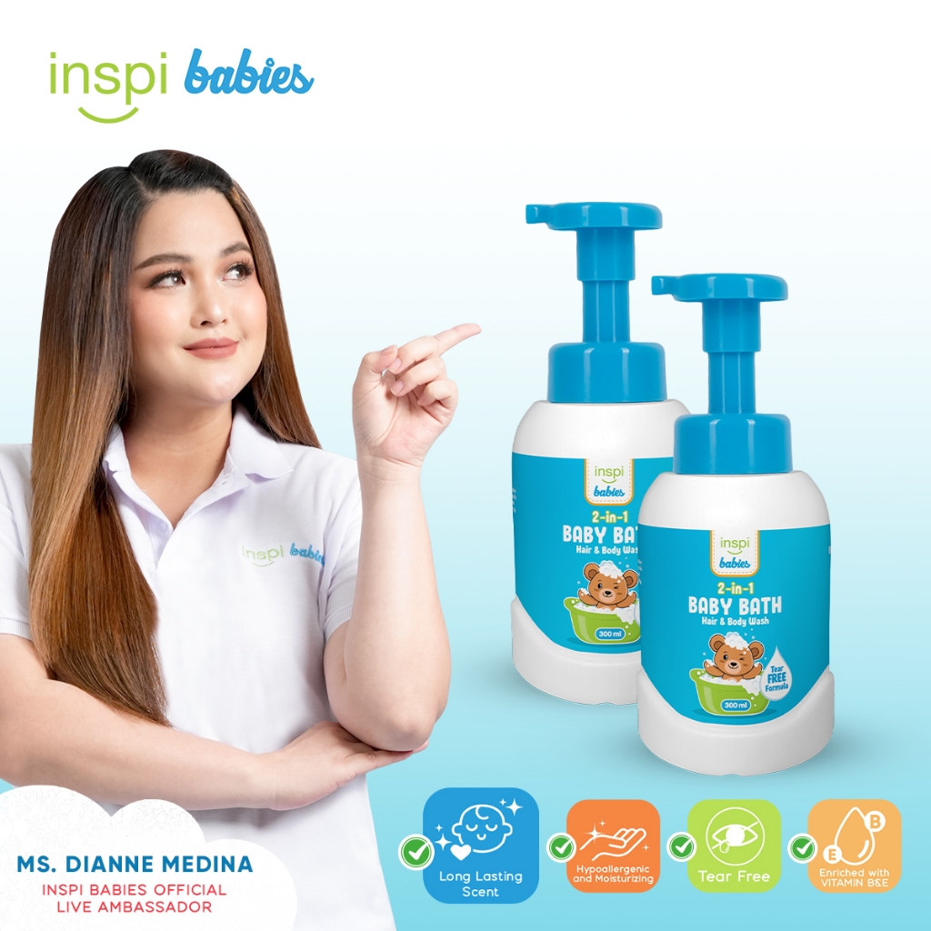 Inspi Babies 2-in-1 Baby Bath Hair and Body Wash 300ml or 300ml refill Pack of 2 ...