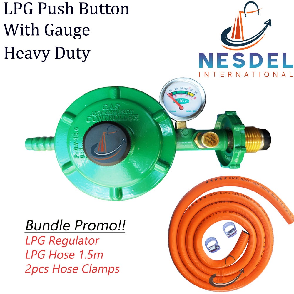 LPG Gas Regulator with Hose and Clamp Anti Leak Heavy Duty with Safety ...