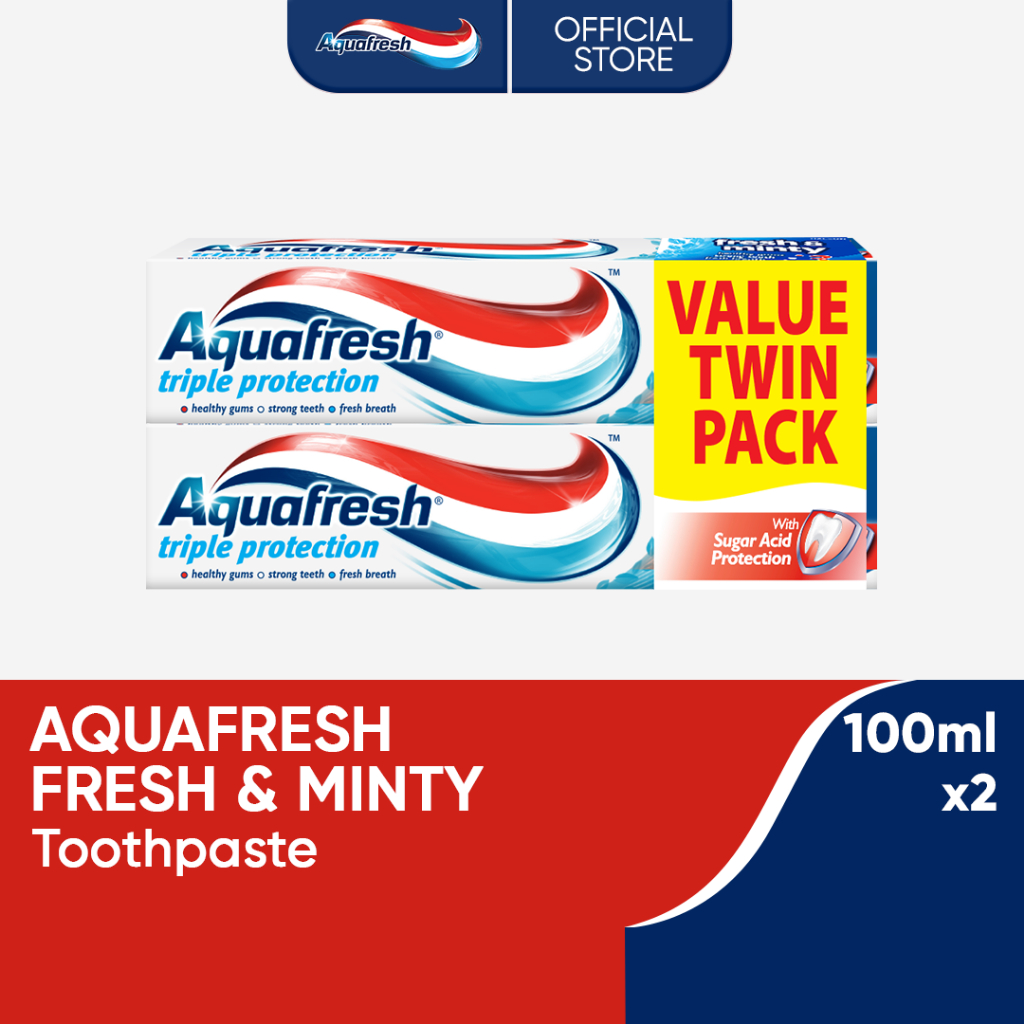Aquafresh Fresh & Minty Toothpaste (Twin Pack) 100ml | Shopee Philippines