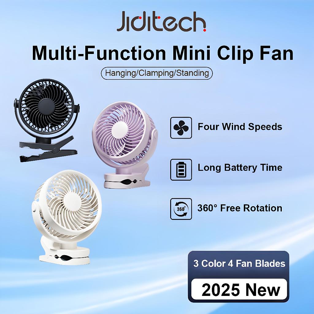 Jiditech Clip Fan 4 Speed Strong Wind Desk Fan Ultra Quiet Clip Fan ...