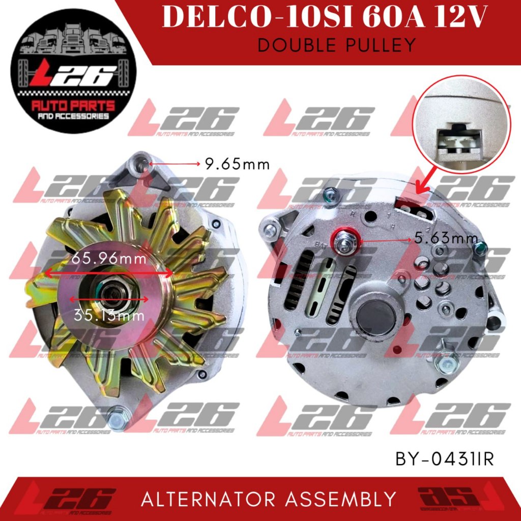 Delco-10SI ALTERNATOR ASSEMBLY 60A 12V Double Pulley BY-0431IR CST ...