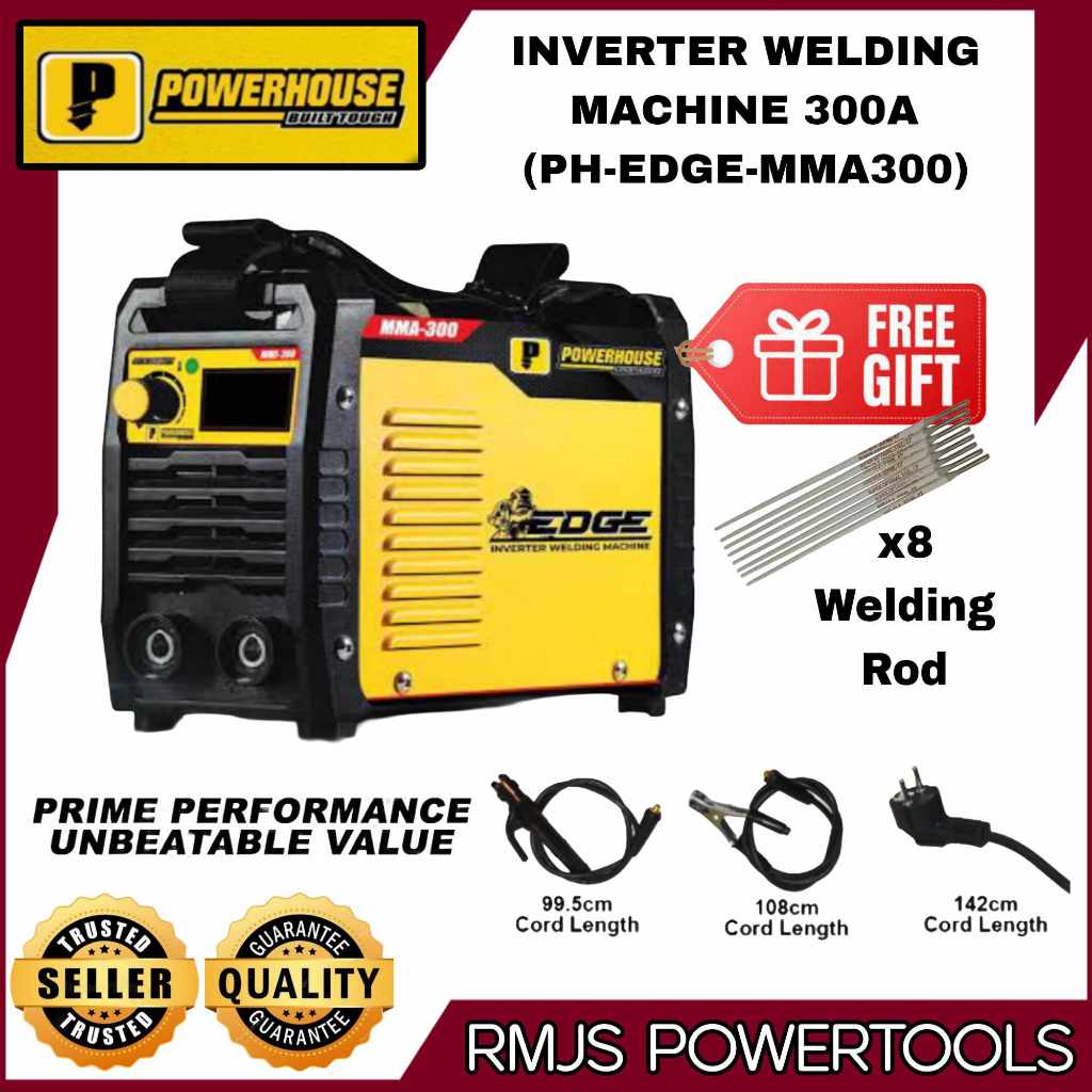 POWERHOUSE Edge Welding Machine 300A (MMA-300) with 8pcs. Welding Rod ...