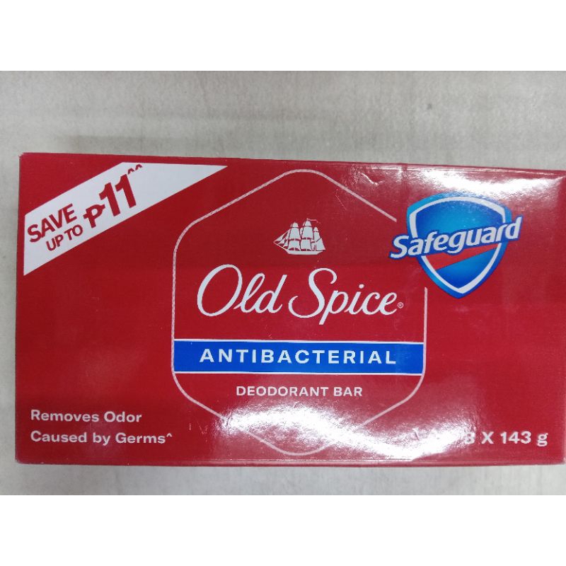 OLD SPICE X SAFEGUARD ANTIBACTERIAL DEODORANT BAR 3X143G | Shopee ...