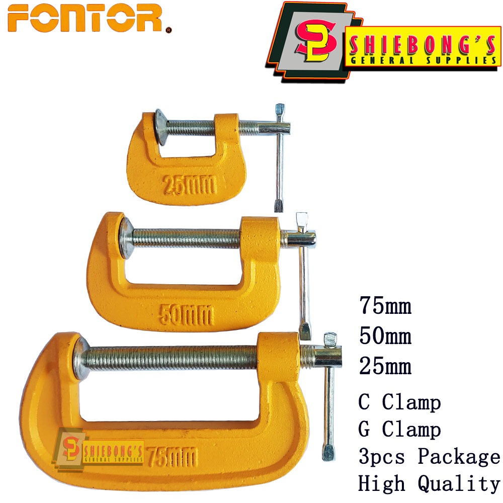 Fontor G Clamp C Clamp 3pcs Set Heavy Duty for metal & Wood I Shiebongs ...