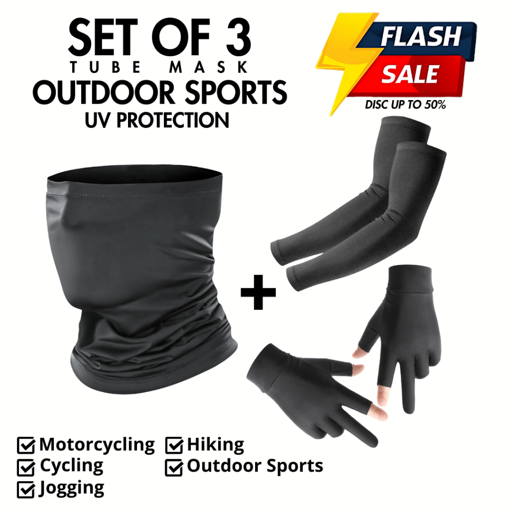 Set of 3 Tube Mask for Motorcycle and Outdoor Sports - UV Protection ...