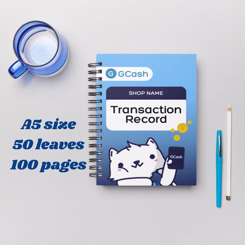 GCASH TRANSACTION RECORD | A5 size | 50 leaves | 100 pages back to back ...
