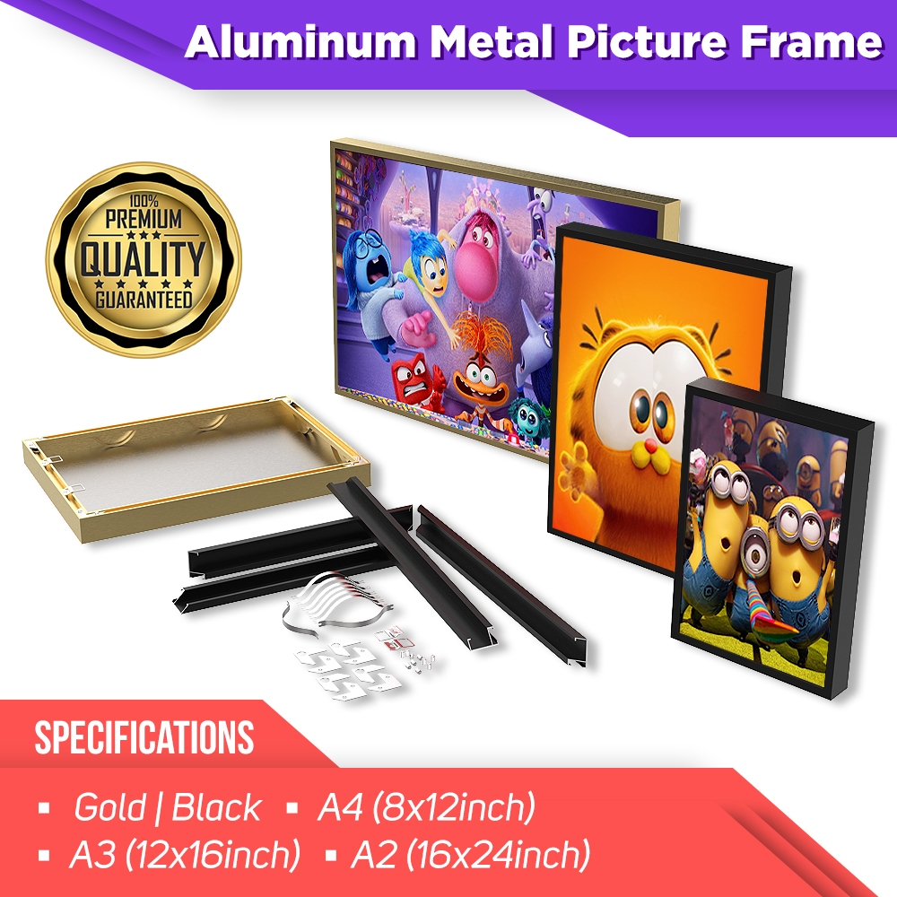 Aluminum Wall Frame Decor A4/A3/A2 Size Gold/Black Wall Frames | Shopee ...
