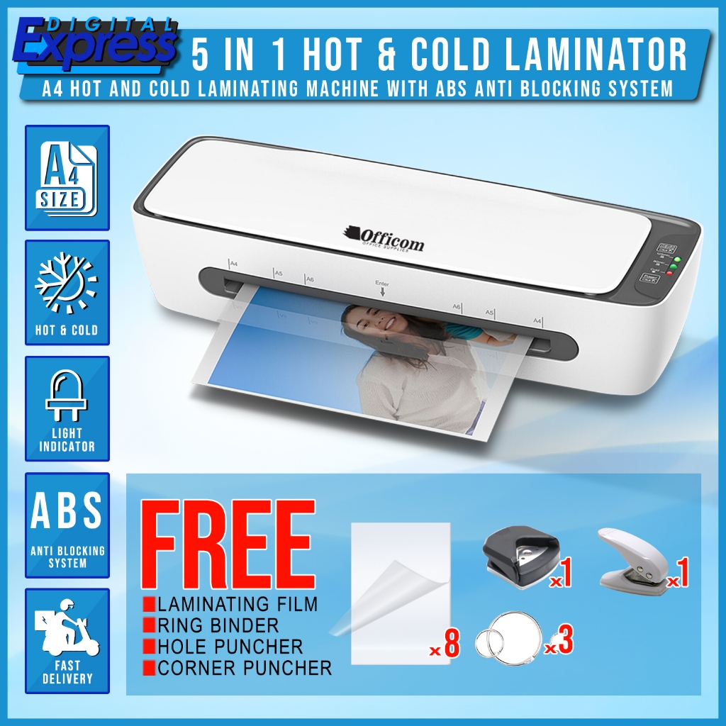 Officom 5in1 SL688 Laminator A4 Hot and Cold Laminating Machine ...