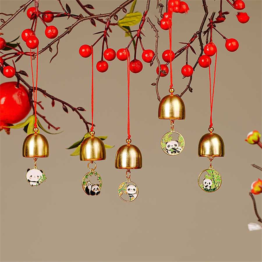 Anti-Theft Door Wind Chime Decor Cute Panda Metal Jingle Bells Pendant Birthday Wedding Festival ...
