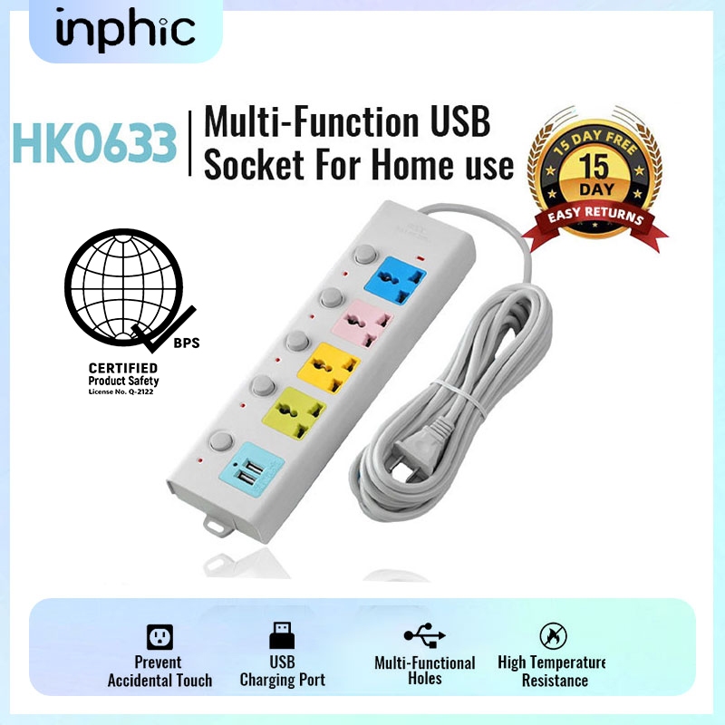 INPHIC Multifunctional socket 1.8m long plug extension socket, 4 power ...