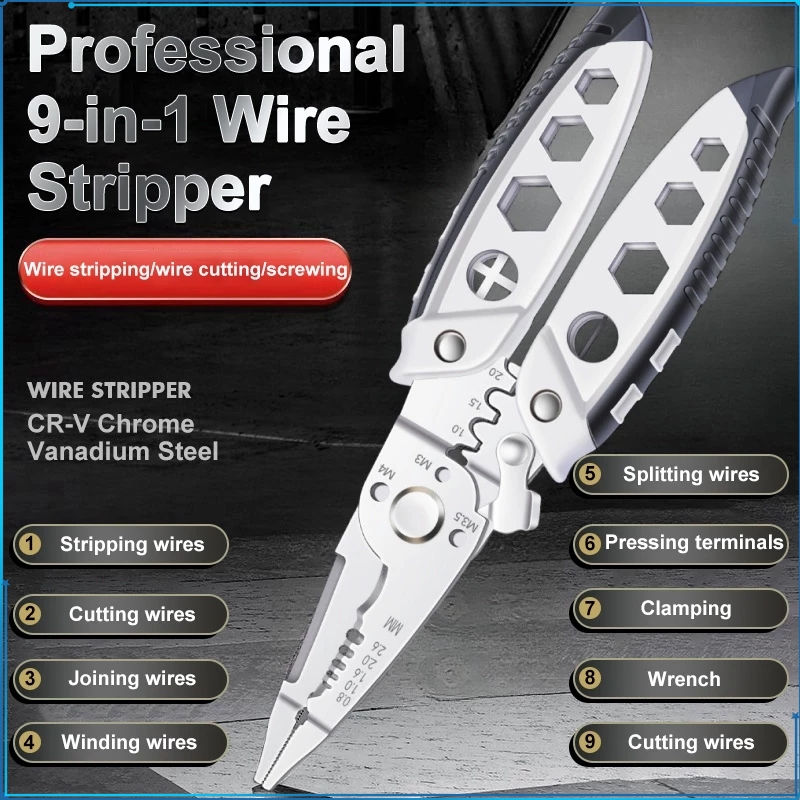 Upgraded Multi-Purpose Wire Stripper Tool - Professional Cable Cutters ...