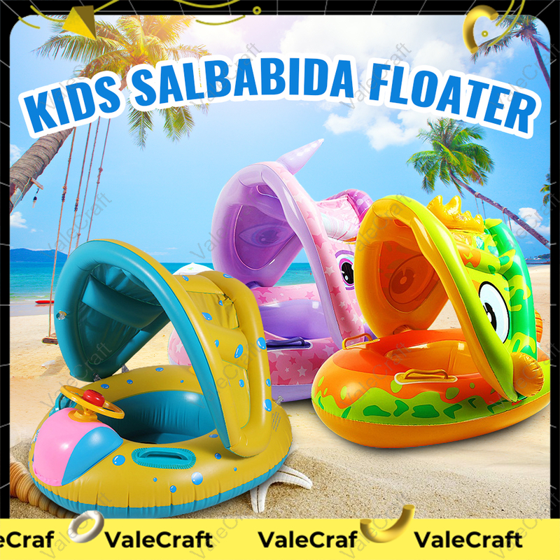 ValeCraft Baby Pool Floater with Sunshade Inflatable Swimming Ring Boat ...