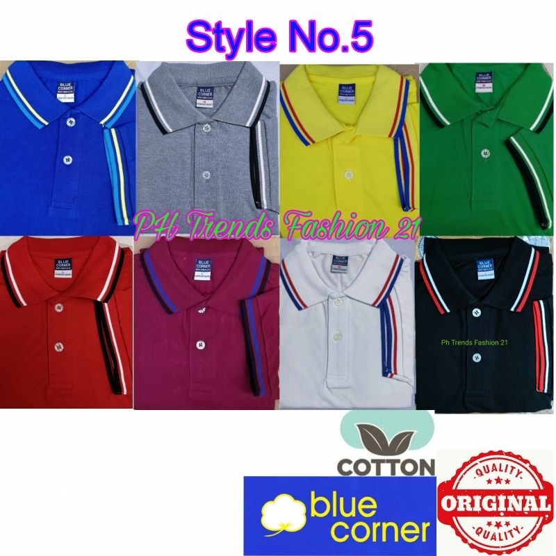 Original Polo Shirt with Lining Style #5 Blue Corner Cotton | Shopee ...