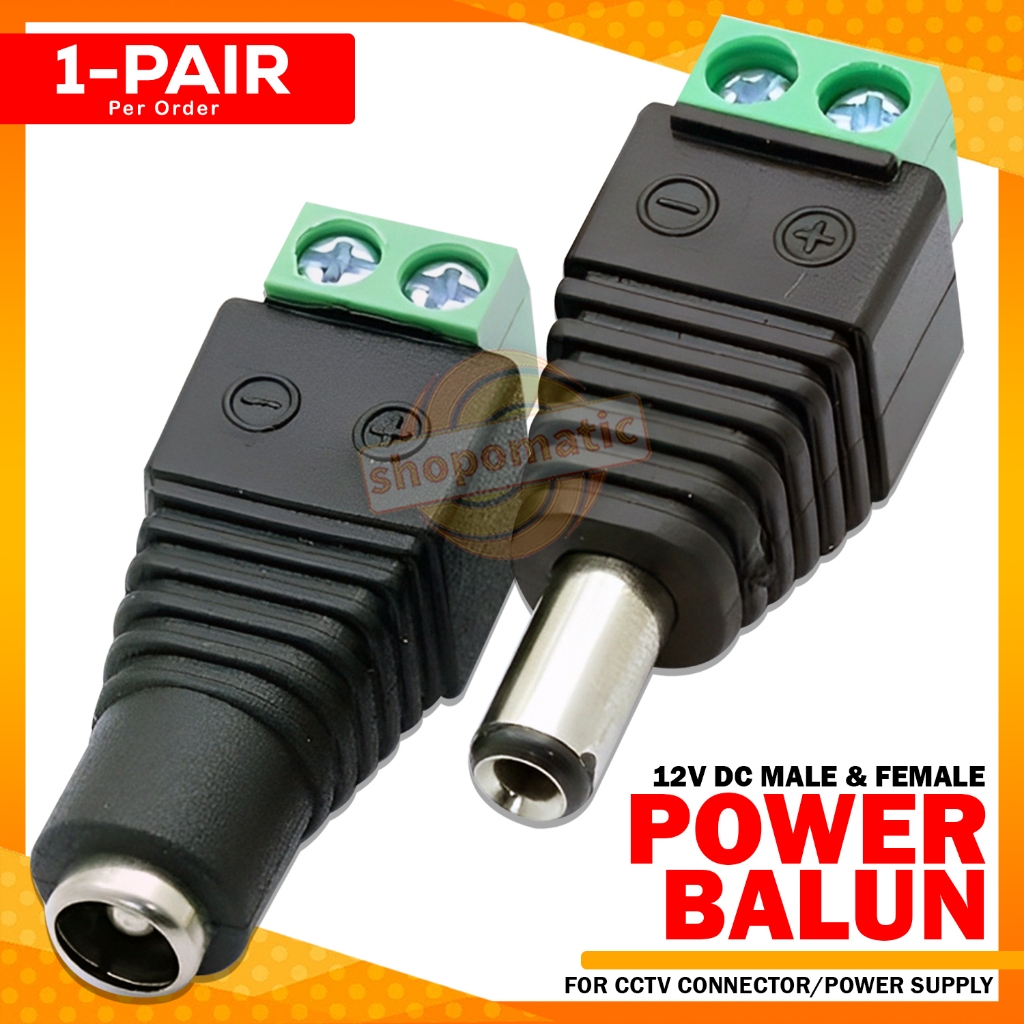 DC Power Male & Female Balun Connector (1PAIR) | Shopee Philippines