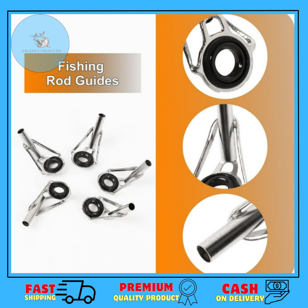 8pcs Stainless Steel Fishing Rod Tip Ring Eye Guide with Ring Repair ...