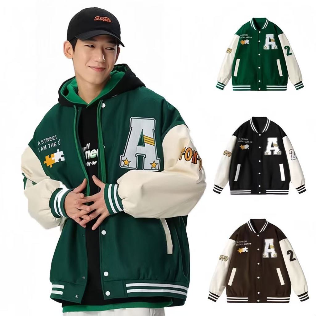 Casual Baseball jacket Korean style vintage jacket Aesthetic jacket for ...
