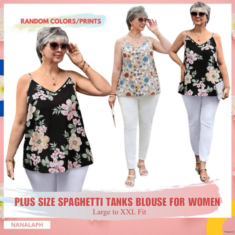 ROSITA Plus Size Spaghetti Summer Spaghetti Blouse for Women [ Large to ...