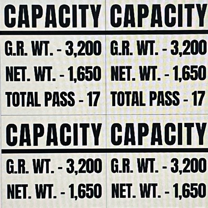 L300 FB CAPACITY STICKER/ PRIVATE/ NOT FOR HIRE VINYL WATERPROOF 1650 ...