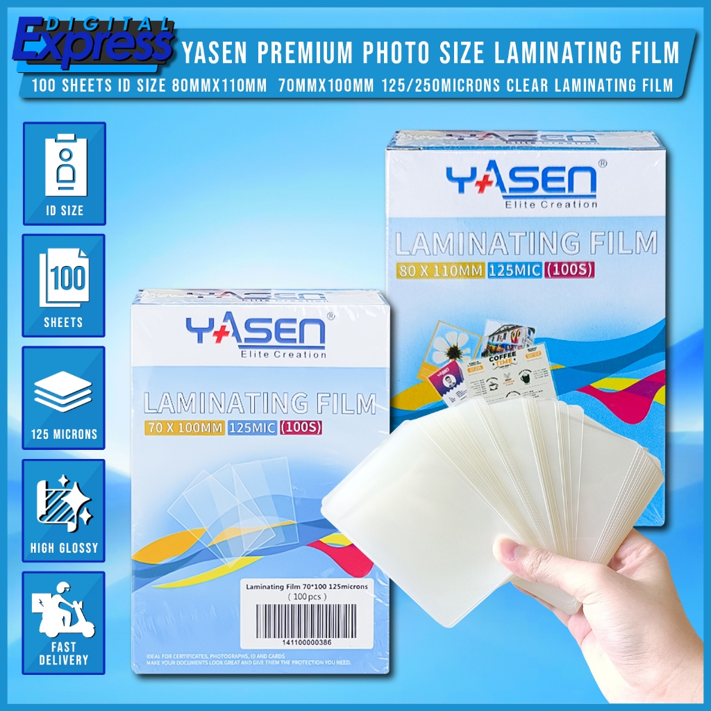 ID Size Laminating Film Yasen 80x110mm 70x100mm 65x95mm 100 Sheets | Shopee Philippines