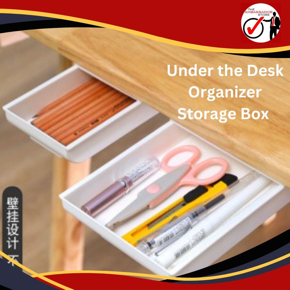 Under the Desk Organizer Storage Box Holder Stationery Desk Storage Box ...