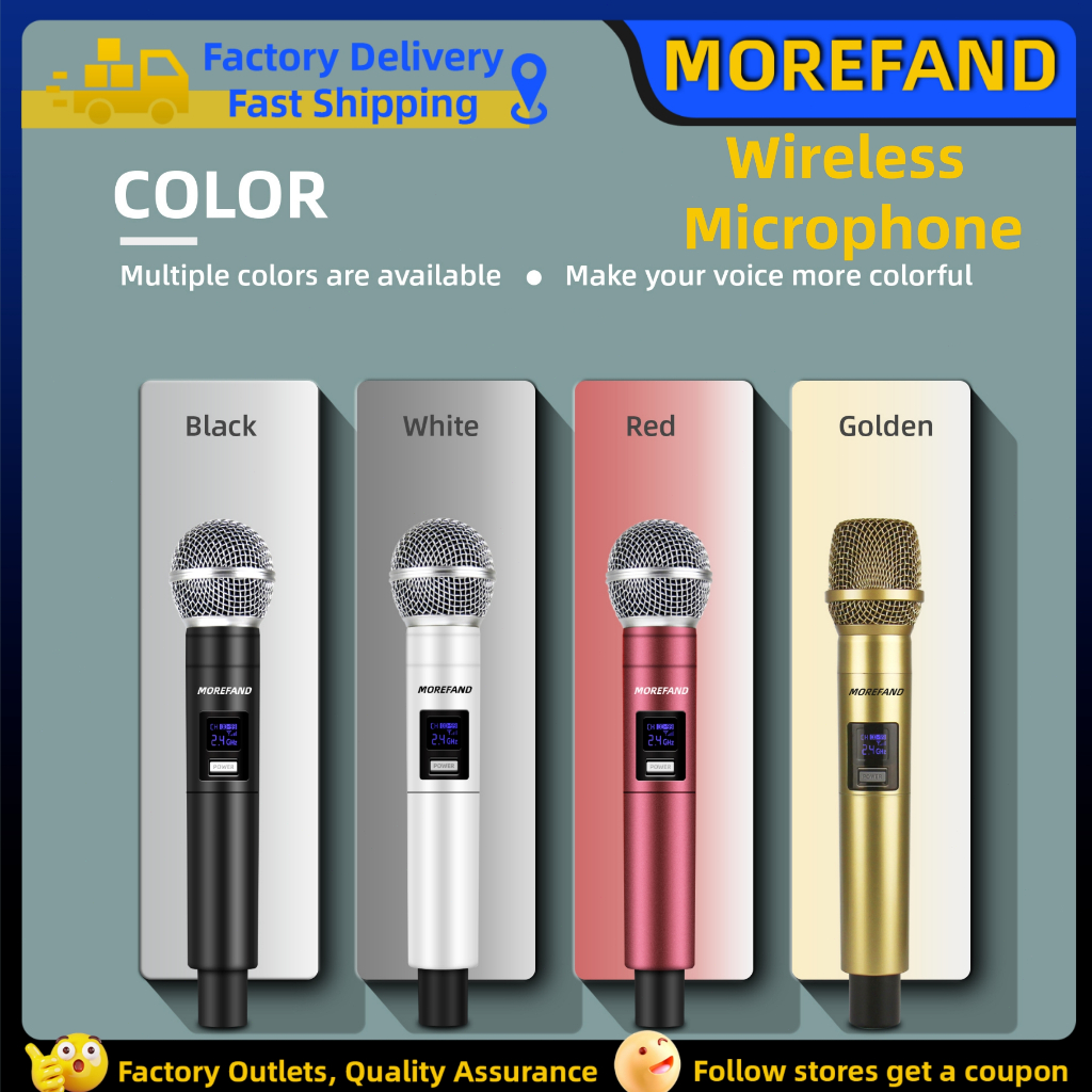 Wireless Microphone UHF Handheld Rechargeable Dynamic Microphone for ...